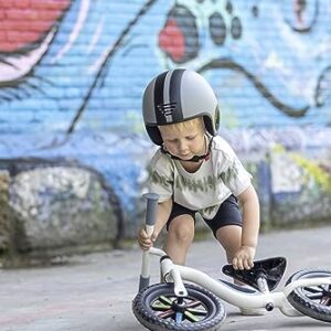 Chillafish Charlie Glow Lightweight Toddler Balance Bike Trainer with Light-Up Wheels for Children 18-48 Months, Learn to Ride with 10-Inch No-Puncture Tires, Adjustable Seat and Carry Handle, Beige