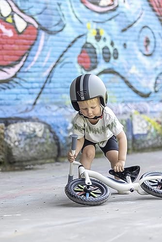 Chillafish Charlie Glow Lightweight Toddler Balance Bike Trainer with Light-Up Wheels for Children 18-48 Months, Learn to Ride with 10-Inch No-Puncture Tires, Adjustable Seat and Carry Handle, Beige