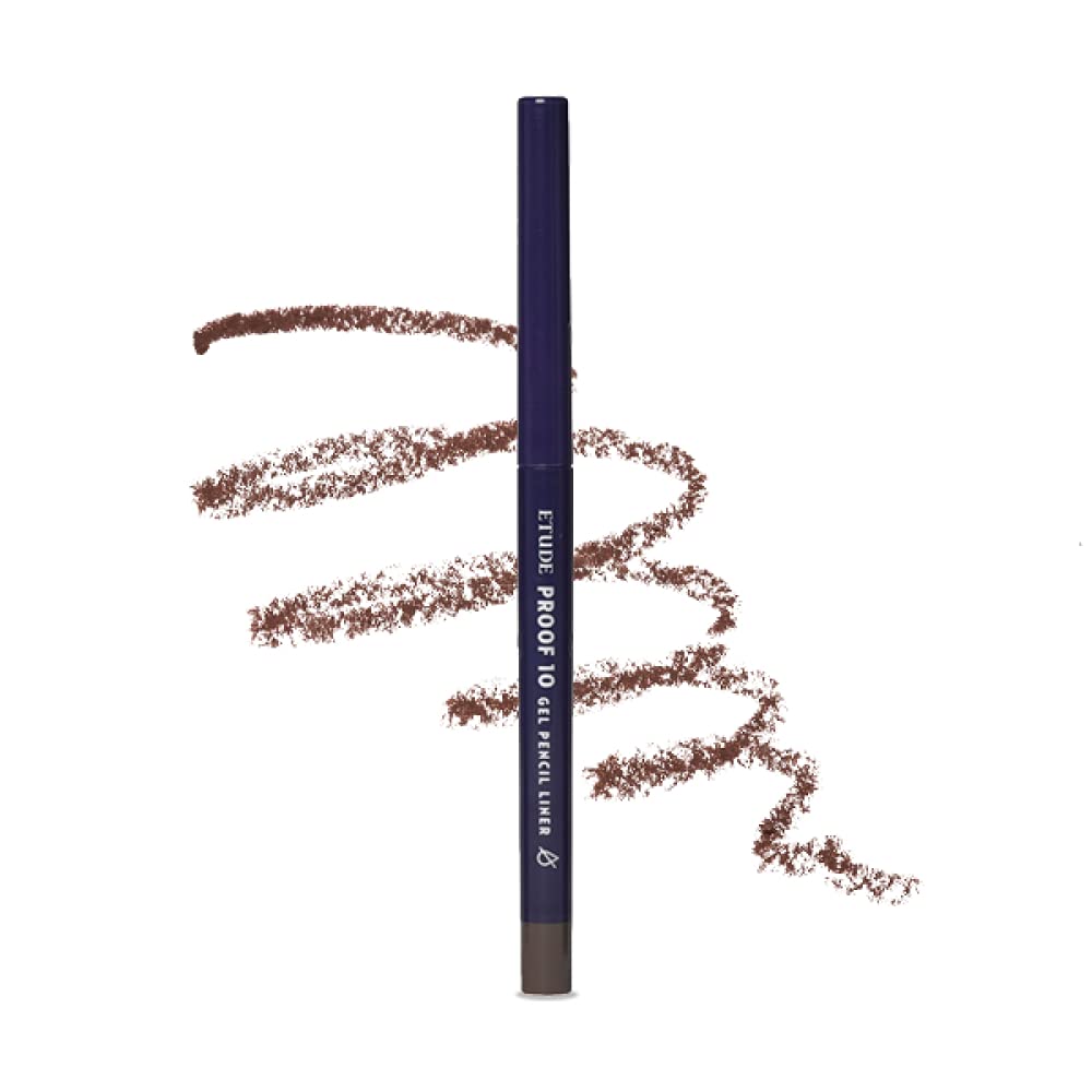 ETUDE Proof 10 Gel Pencil Liner 0.3g (#2 Dark Cacao) (21AD) | Creamy Gel Texture Eyeliner with Wearable Shades to Create Precise Line Eye Makeup without Efforts