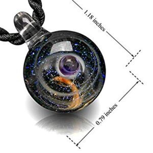 QPZM Double-Sided Galileo Square Glass Necklace, Universe Galaxy Nebula Space Double-Sided Glass Pendant Bracelet Gift Glass Nebula Universe Memory-A