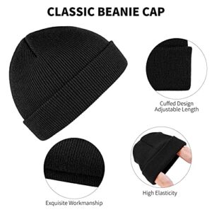 Cooraby 4 Pack Beanie Cap Winter Warm Hats Soft Knit Beanie for Men or Women Black