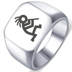 dacai hopi kokopelli spirit engraved symbol stainless steel men women jewelry ring