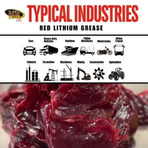 Lithium Grease Superkote 2000 / NLGI 2 / Multipurpose/Lithium/Lubricant/EP/High Temp/Industry/Construction/Automotive/Red Grease / 360g