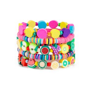 conran kremix colorful beaded stackable bracelets set for women summerheishi stretch bracelet surfer rainbow smiley face bracelet beach accessories y2k jewelry