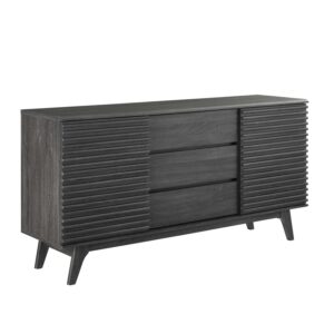 modway render 63" mid-century modern sideboard buffet table or tv stand in charcoal