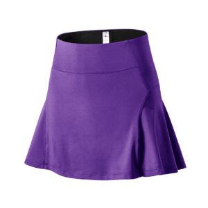 big girl's high waist tennis skort womens pleated running golf skirt with shorts purple#406/s