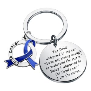 fustmw colon cancer awareness gifts colon cancer gifts keychain colon cancer ribbon survivors support gifts fight cancer gifts i am the storm (silver)