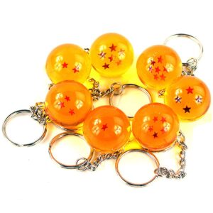 swiftion 7pack dragon ball star acrylic keychains,resin hanging pendant transparent balls keyring,7 stars anime crystal ball keychains (yellow)