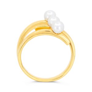 Satinski 18K Gold-Plated Sterling Silver 925 Natural Pearl Triple Claw Adjustable Expandable Ring | Ideal as a Gift for Women | Mother's Day/Birthday/Anniversary… (TRIPLE CLAW)