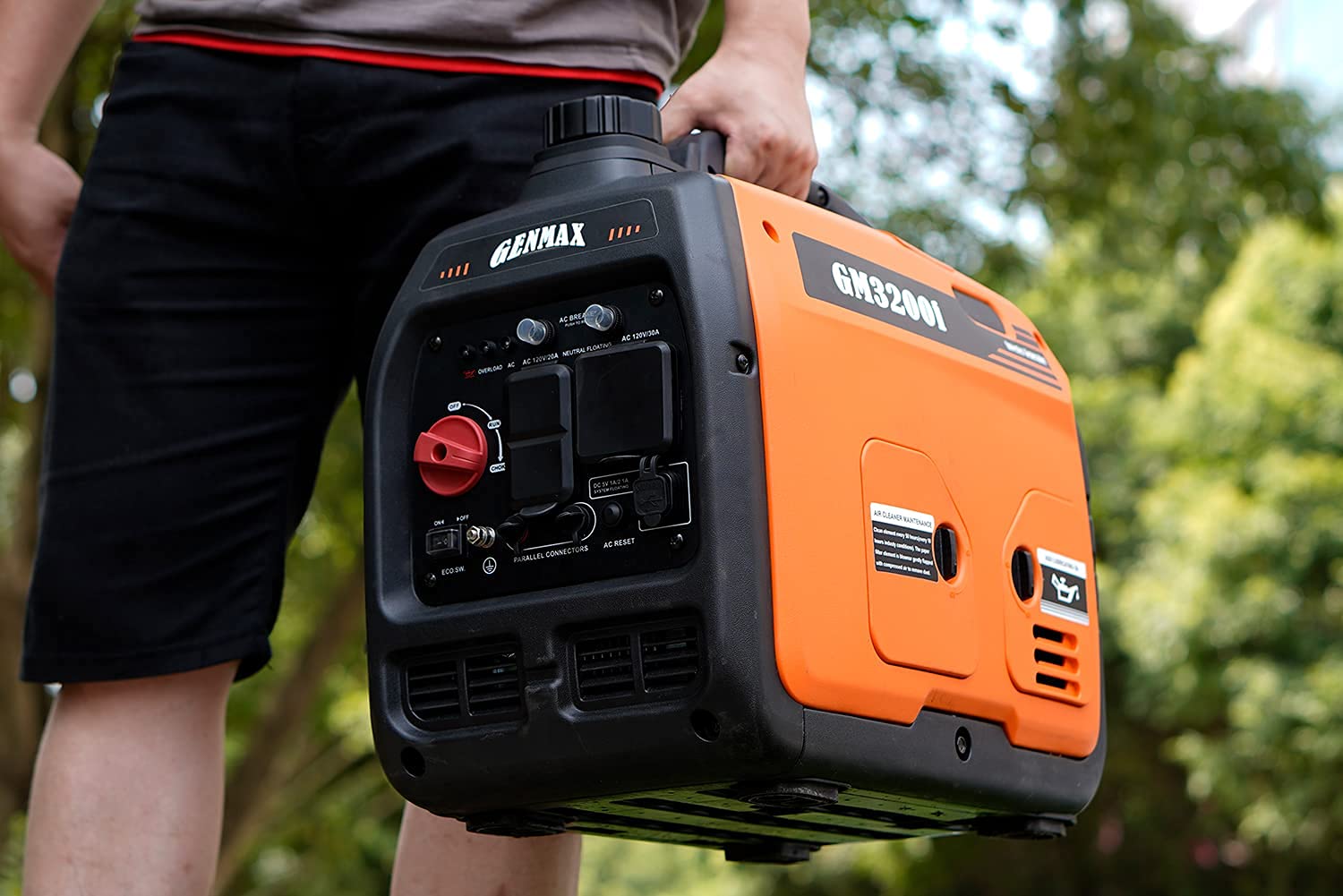 GENMAX Portable Generator,3200W Ultra-Quiet Gas Engine & RV Ready, EPA Compliant, Eco-Mode Feature, Ultra Lightweight for Backup Home Use & Camping (GM-3200i)