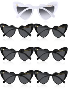 toodoo 7 pairs vintage heart shaped sunglasses for women rimless heart glasses for bridal bachelorette party wedding(white gray, black gray)