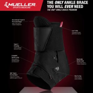 MUELLER Sports Medicine The One Ankle Brace Premium, Ankle Pain Relief Support for Men and Women, Ideal for Sprains, Strains, Arthritis, Black, Medium