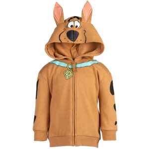 scooby-doo toddler boys fleece zip-up hoodie brown 4t