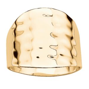 palmbeach jewelry yellow gold-plated or platinum-plated hammered style cigar band ring (5mm) size 9