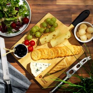 Russell Hobbs RH01692BEU7 Opulence Chopping and Serving Board, Bamboo, Black Painted Handle, Strong and Durable, 40cm Board, Ideal for Charcuterie Platters, Meats, Fruit, Cheese and Crackers