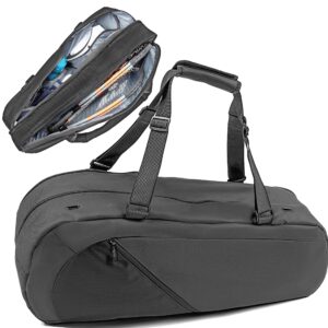 athletico tennis bag and racketball bag - tennis bags for women and men to hold tennis racket, racquetball racket, pickleball paddles and other equipment or gear (black)