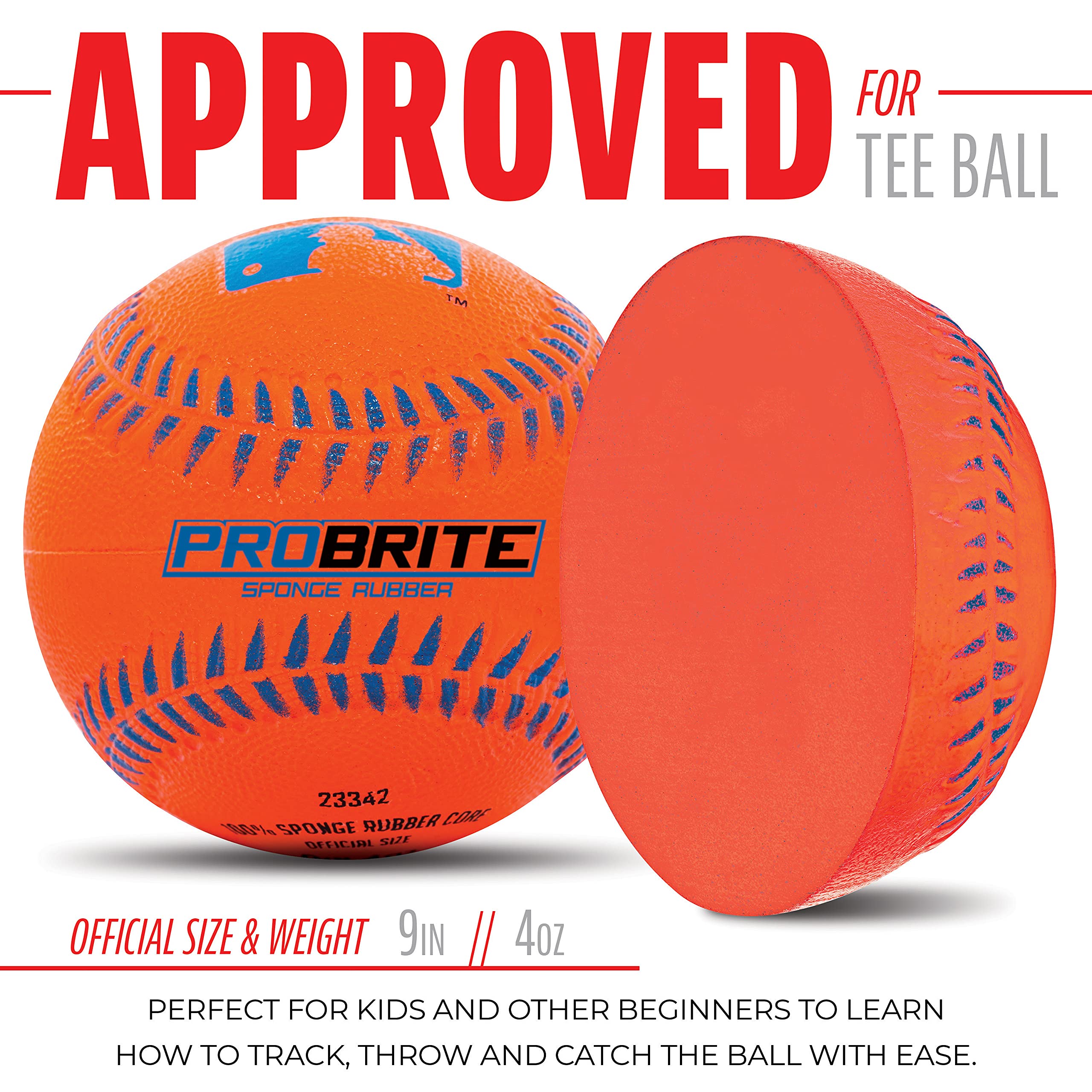 Franklin Sports - Pro Brite - Neon Rubber Teeball - MLB - Youth Tball - Baseball + Softball - Indoor & Outdoor Use