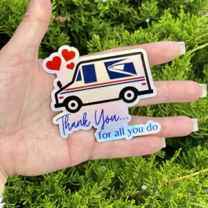 Thank You Postal Holographic Sign Waterproof Vinyl Sticker Decal for Mailbox Quality Mailman Post Box UV Laminated Thanks Mail Truck Carrier Appreciation USPS Used for Laptop, Letter Seal, Outdoor