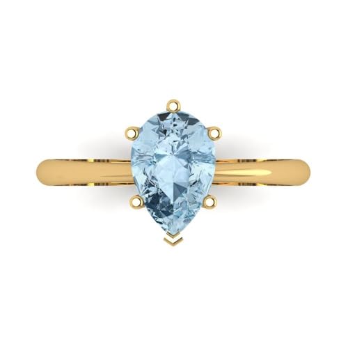 Clara Pucci 2.0 ct Pear Cut Solitaire Natural Swiss Blue Topaz gemstone Bridal Designer Anniversary Engagement Ring 14k Yellow Gold 10.5