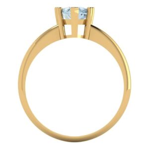 Clara Pucci 2.0 ct Pear Cut Solitaire Natural Swiss Blue Topaz gemstone Bridal Designer Anniversary Engagement Ring 14k Yellow Gold 10.5