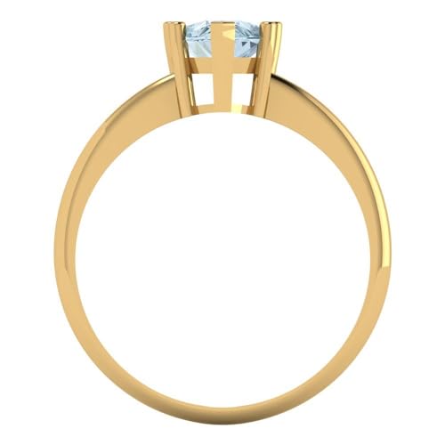 Clara Pucci 2.0 ct Pear Cut Solitaire Natural Swiss Blue Topaz gemstone Bridal Designer Anniversary Engagement Ring 14k Yellow Gold 10.5