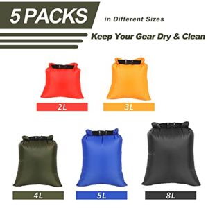 Ucolofun Dry Bags Waterproof Set, 5 Packs Ultralight Waterproof Bags Small Stuff Sack Water Proof Bag Dry Packs, Outdoor Dry Bag Keep Gear Dry for Backpacking Hiking Boating Camping Travel