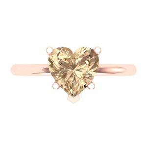 clara pucci 2.0 ct heart cut solitaire stunning yellow moissanite 5-prong bridal designer anniversary engagement ring 14k rose gold sz 9.5