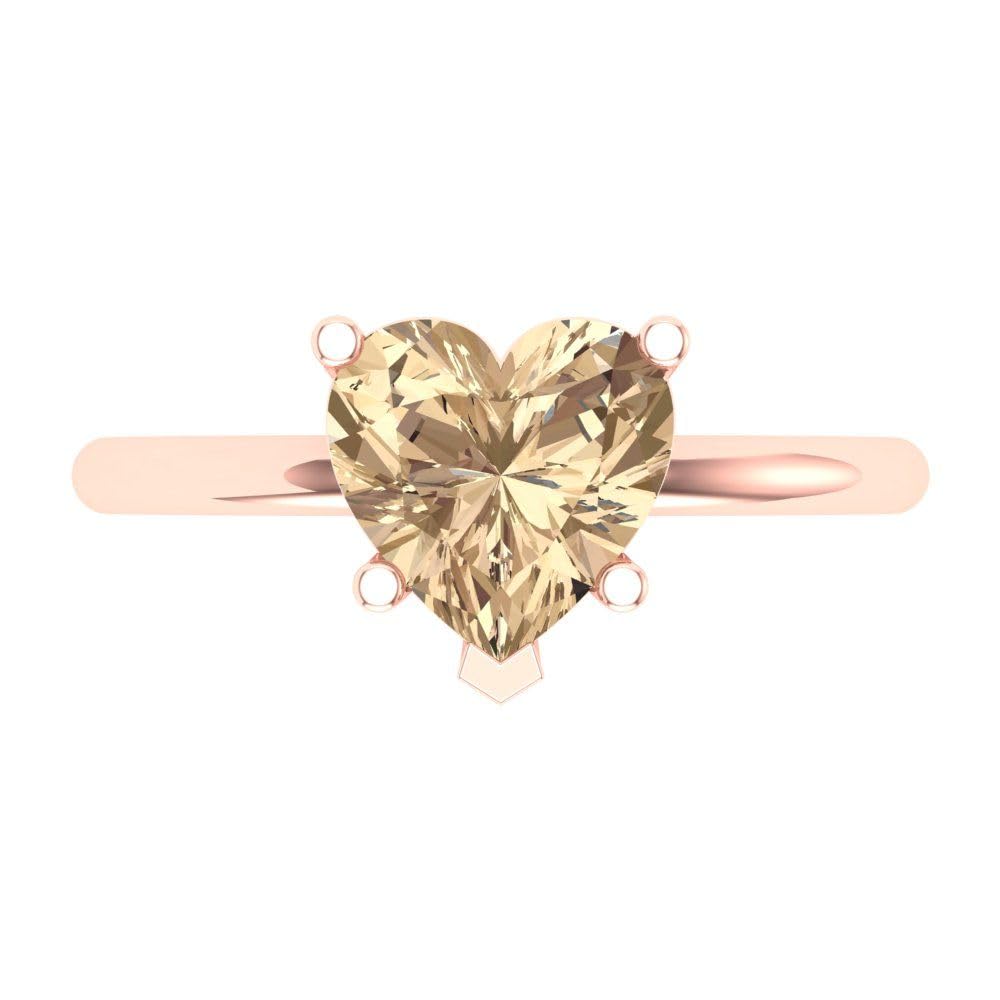 Clara Pucci 2.0 ct Heart Cut Solitaire Stunning Yellow Moissanite 5-Prong Bridal Designer Anniversary Engagement Ring 14k Rose Gold SZ 9.5