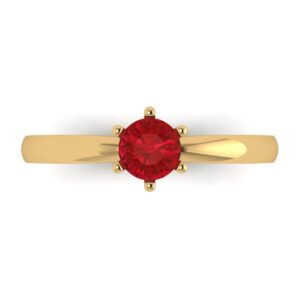 clara pucci 0.55 ct round cut solitaire genuine pink tourmaline stunning classic statement ring in 14k yellow gold size 6