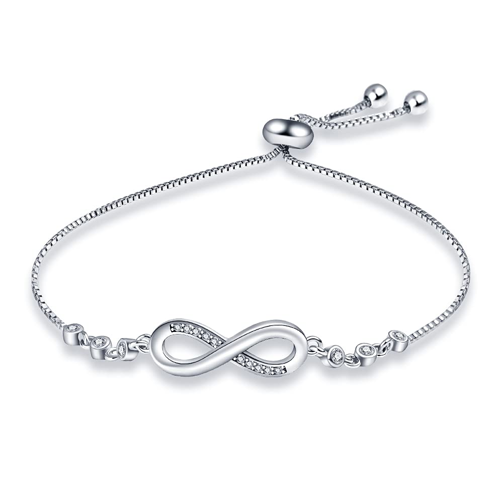 KUNSIR Slider Charm Cubic Zirconia Bracelet in 925 Sterling Silver, Mother's Day Bracelets…