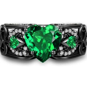 Creative jewels20 3.00Ct Heart Cut Green Emerald & Diamond Angel Wings Engagement Ring 14k Black Gold Finish (5)