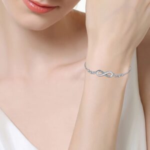 KUNSIR Slider Charm Cubic Zirconia Bracelet in 925 Sterling Silver, Mother's Day Bracelets…