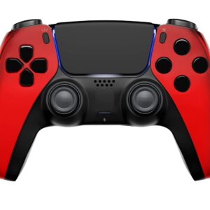 Custom Wireless UN-MODDED PRO Controller compatible with PS5 Exclusive Unique Design (Chrome Red)