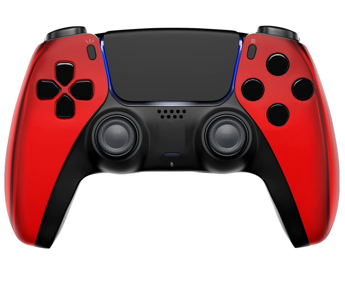 Custom Wireless UN-MODDED PRO Controller compatible with PS5 Exclusive Unique Design (Chrome Red)