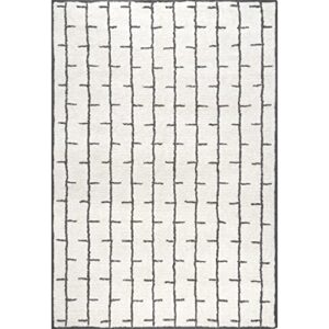 nuLOOM Zelda Machine Washable Wool Modern Geometric Area Rug, 5x8, Ivory