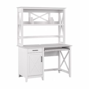 bush furniture key west 48-inch computer desk with hutch, pure white oak (kwd248wt-03)