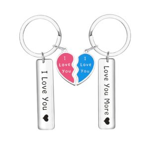 i love you more keychain set puzzle piece keychain matching couple keychain couples gifts birthday gifts for lover boyfriend girlfriend husband wife gifts (barks)