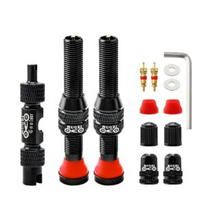 muqzi tubeless schrader valve stems kits - alloy 60mm bike no tubes valve schrader stems universal for mtb rim tubeless valve with removal tool, black