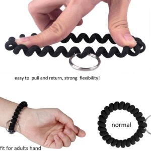 BIHRTC 5PCS Spiral Keychain Bracelet Wrist Coil Stretch Wristband Elastic Stretchable Bracelet Key Ring Key Chain Key Holder Spring Flexible Spiral Wrist for Gym Pool Outdoor Sauna Keychain