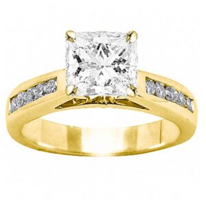 houston diamond district - 14k yellow gold 2 carat lab grown diamond classic channel set princess cut diamond engagement ring (g-h color vs2-si1 clarity 1.5 ct center), size: 7