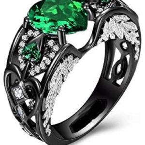 Creative jewels20 3.00Ct Heart Cut Green Emerald & Diamond Angel Wings Engagement Ring 14k Black Gold Finish (5)