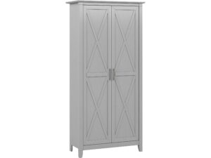 bush furniture key west tall storage cabinet with doors in cape cod gray