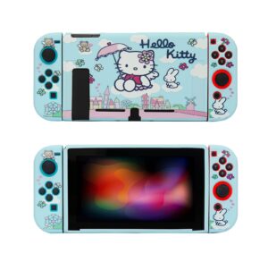 mudevil protective case for nintendo switch - hello kitty cat - soft anti-scratch shockproof slim cover case for nitendo switch and joy-con