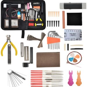 74 Pcs Guitar Tools Kits Repair Setup Maintenance Adjustments Cleaning DIY for Electric Guitar, Ukulele, Bass Banjo & Other Stringed Instruments Beginner Professionals Luthier Easy Use GAT-188