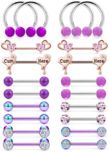 ocptiy nipple rings for women 14g surgical stainless steel horsesshoes nipple shield barbell ring bar nipplerings body nipple piercing jewelry purple