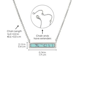 Lauren-Spencer Gemstone Bar Necklaces for Women Gold Silver Plated Simulated Turquoise Necklace Pendant Triangle Square Necklaces Dainty Choker Necklace Jewelry Gift (Silver-Turquoise Bar Necklace)