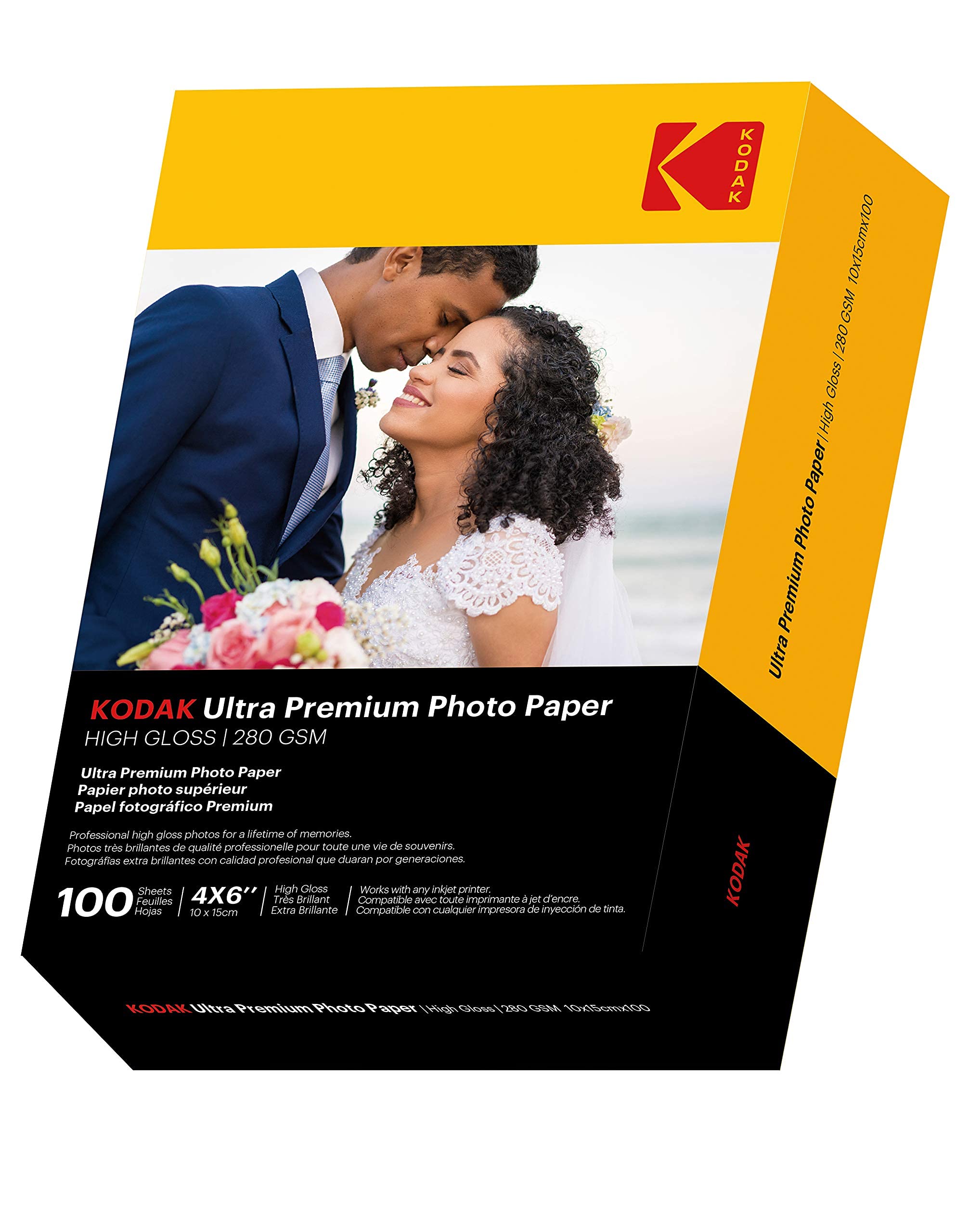 Kodak photo paper 4 x 6 glossy, 100 count 74 lb - 280 gsm (41178-9891178)