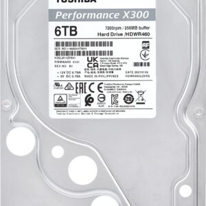 Toshiba X300 6TB Performance & Gaming 3.5-Inch Internal Hard Drive – CMR SATA 6 GB/s 7200 RPM 256 MB Cache - HDWR460XZSTA