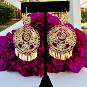 Folklorico Earrings, 3-Flowers (Medium) Size, Day of the Dead, Mexican Earrings