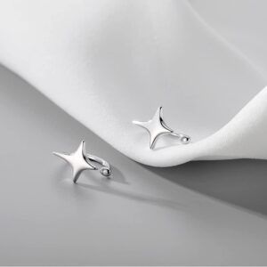 Reffeer Solid 925 Sterling Silver Star Cuff Earrings Cartilage Wraps for Women Helix Earrings Star Clip On Earrings No Piercing (A-Silver)